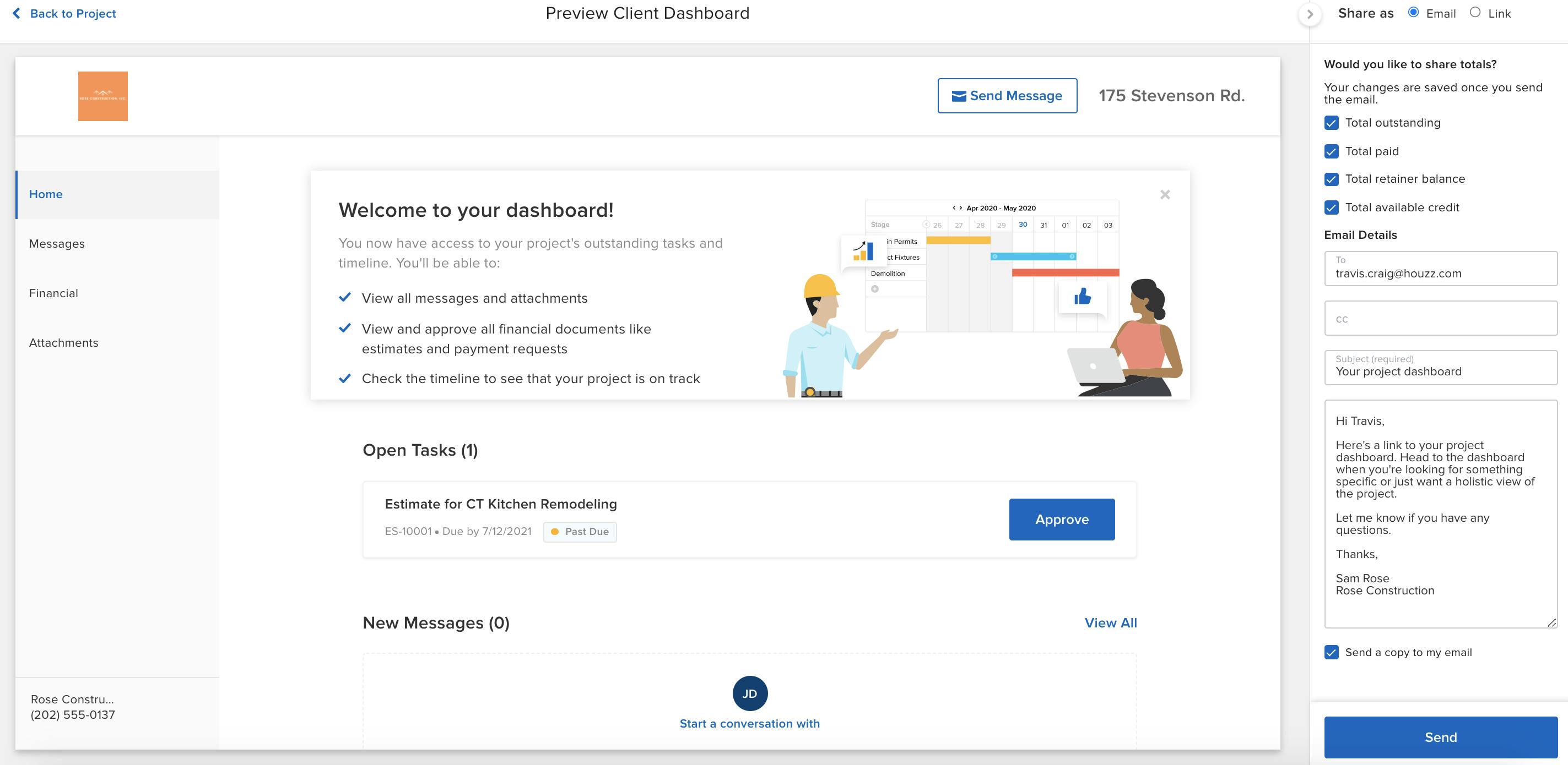 How to Preview and Share the Client Dashboard | Houzz