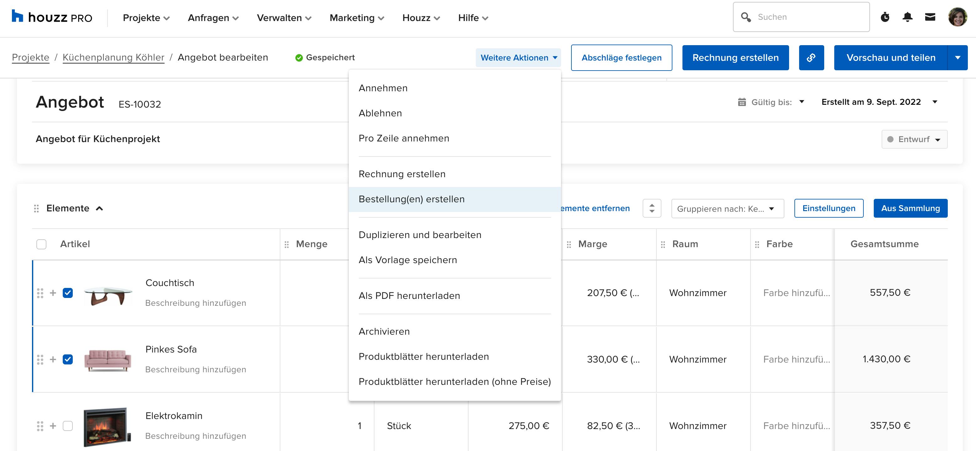 Eine Bestellung erstellen | Houzz
