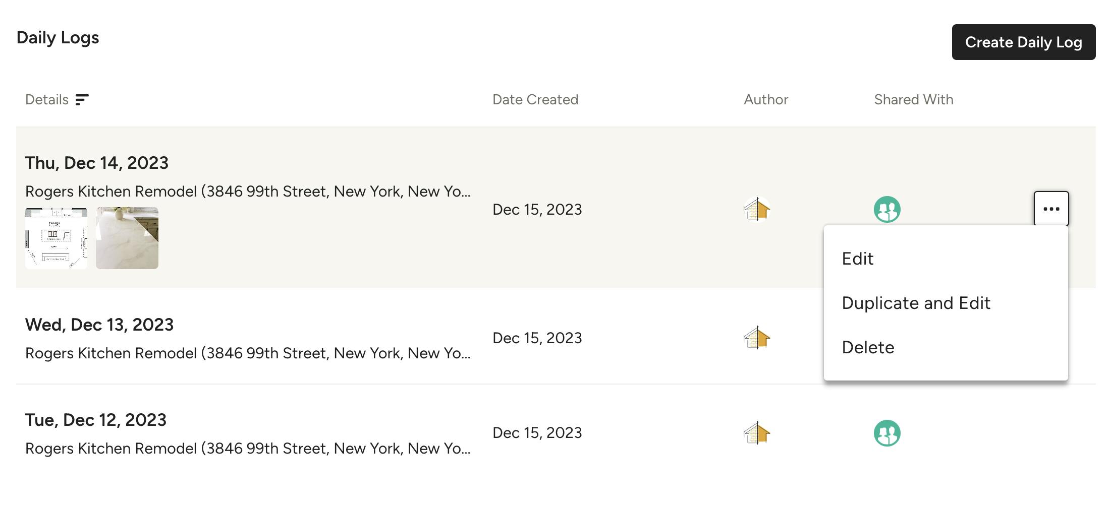 Creating and Sharing Daily Logs | Houzz