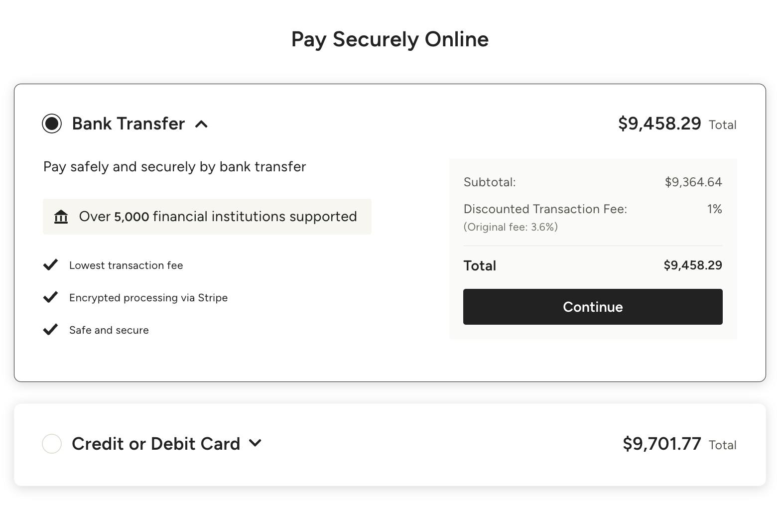 Online Payment Transaction Fee Rates | Houzz