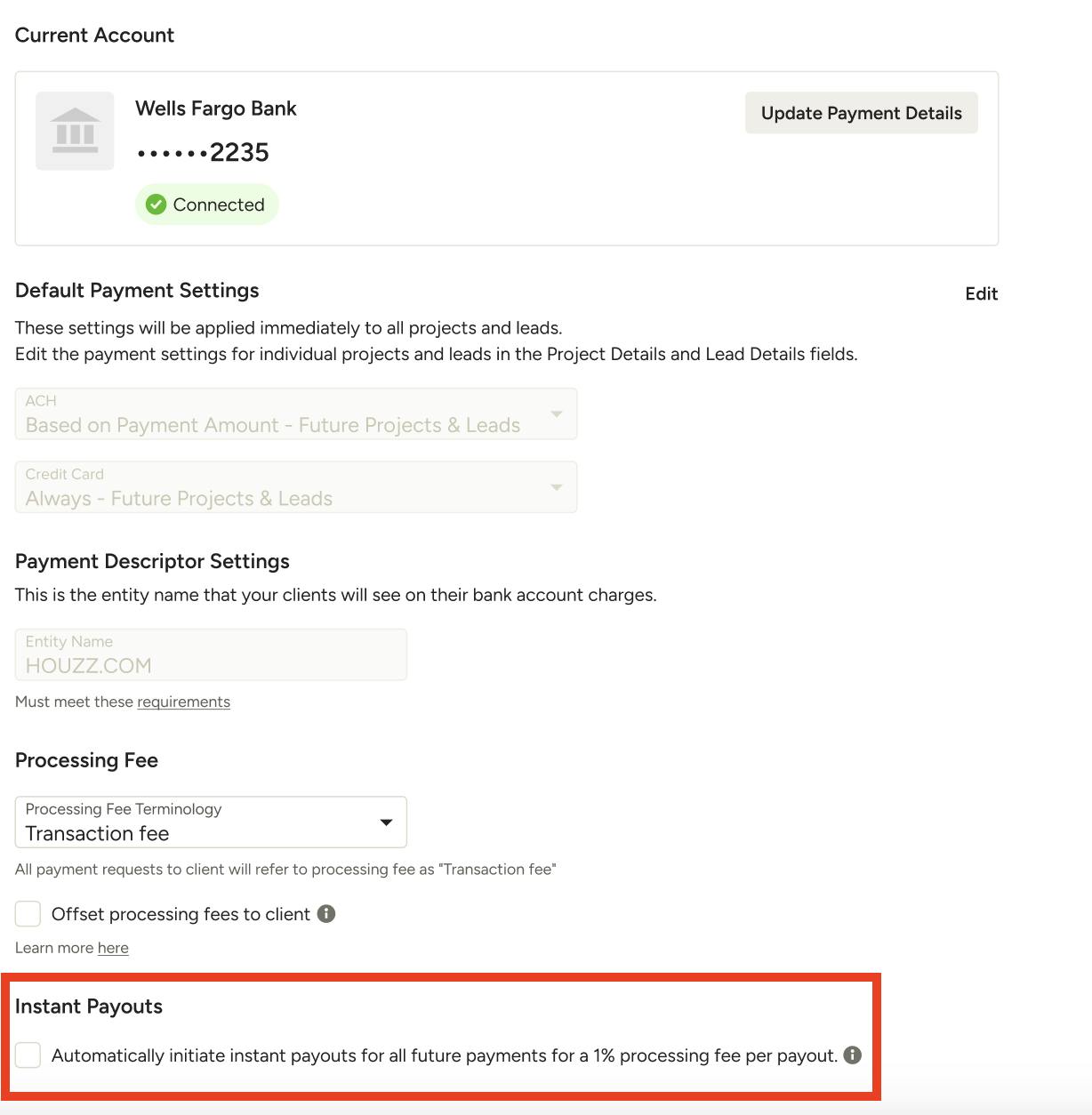 Instant Payouts with Online Payments | Houzz