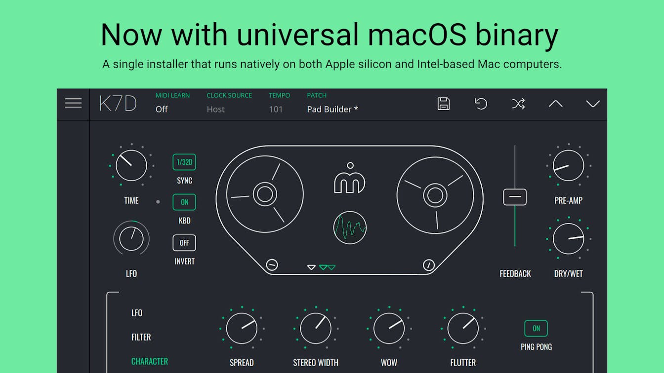 K7D - Tape Delay v1.2.5: macOS universal binary | Imaginando
