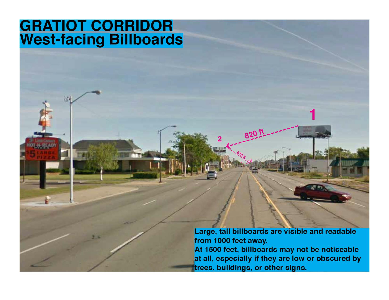 View-shed with billboards along eastbound Gratiot Ave.