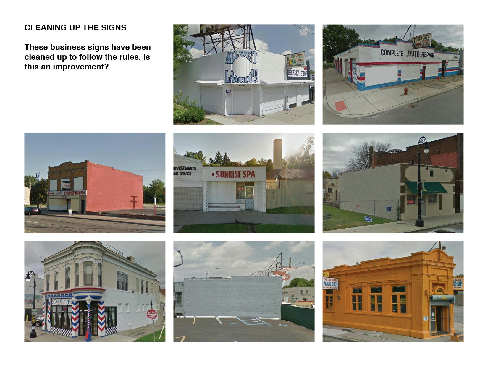 ...and the same buildings with their existing non-conforming signs ...