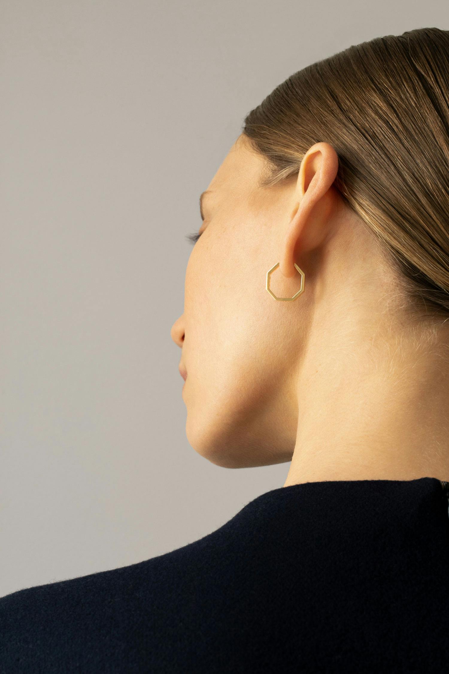 Boucle Octogone 18 en Or jaune éthique | JEM, joaillerie éthique française