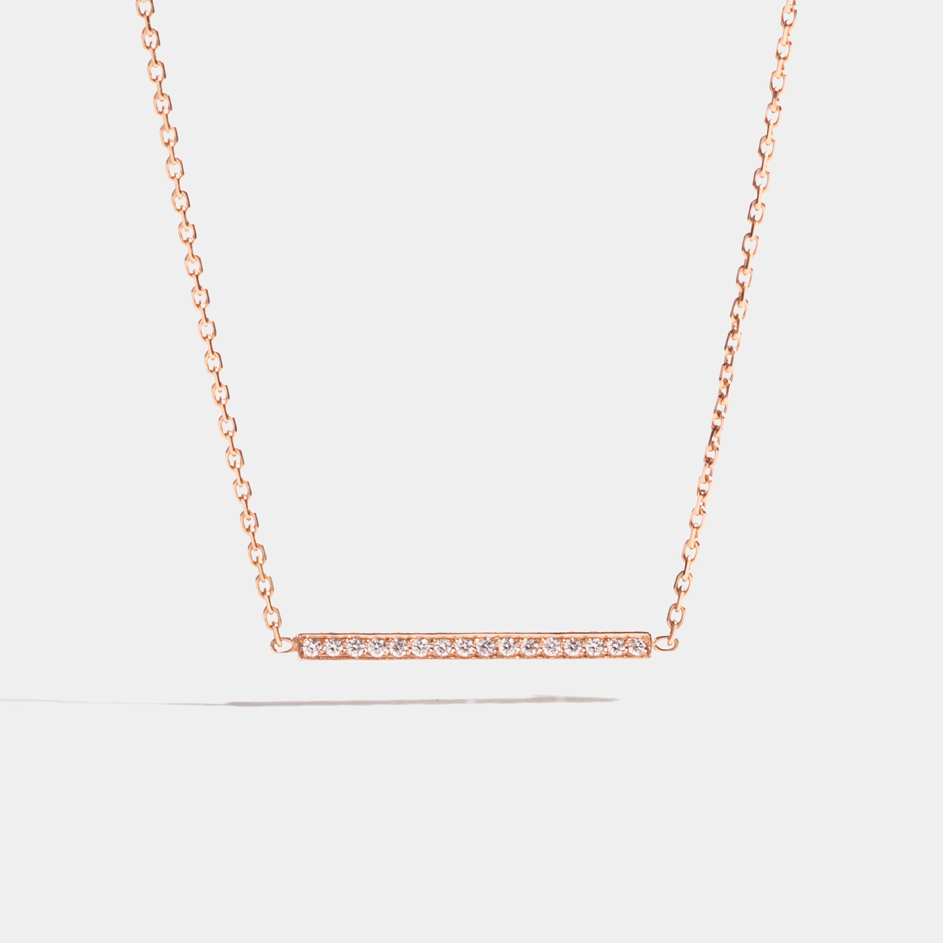 Anagramme paved flat ribbon necklace in ethical rose gold 18k | JEM ...