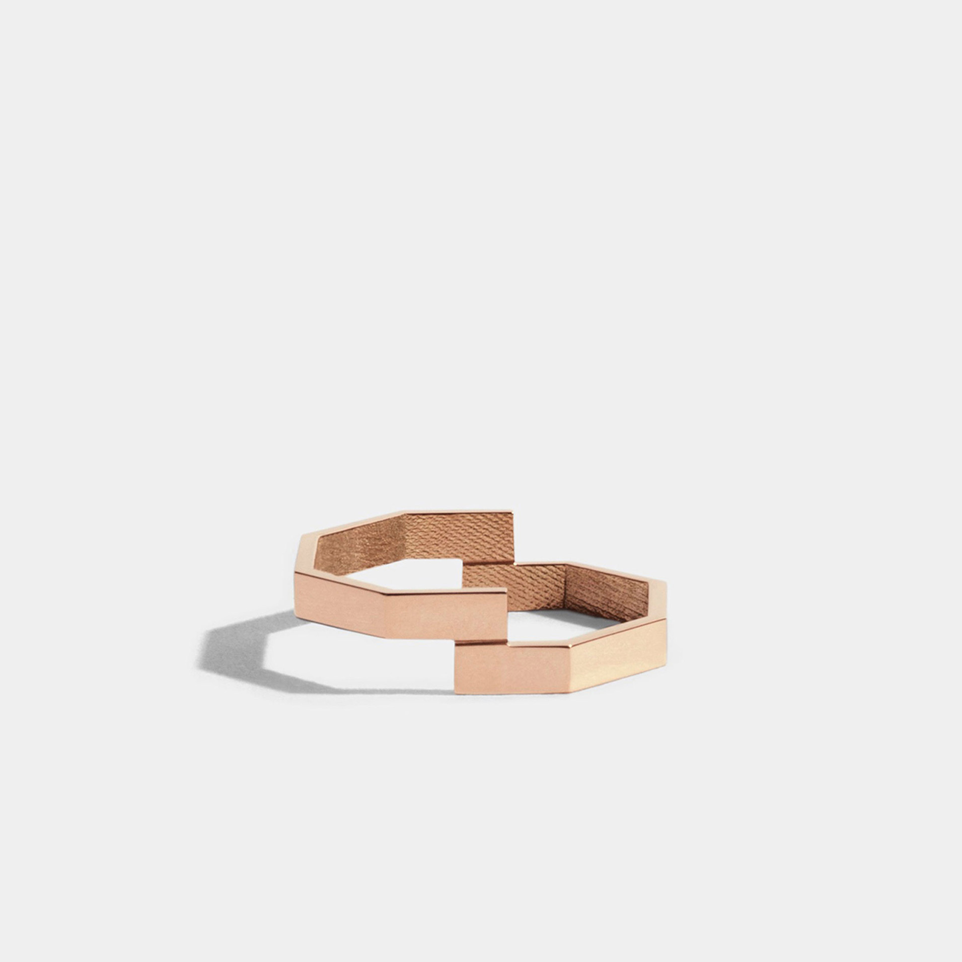 Octogone double ring in 18k ethical rose gold | JEM jewellery ethically ...