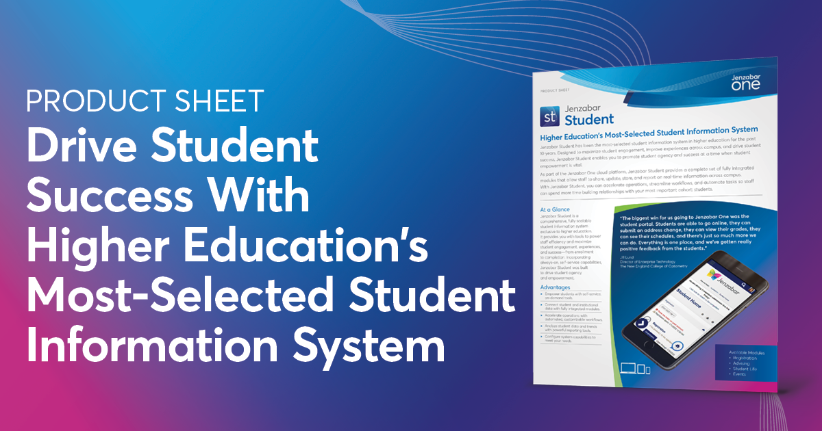 Student Product Sheet - Jenzabar