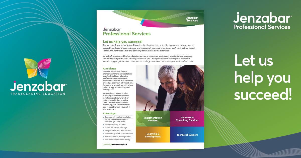 Jenzabar Professional Services Product Sheet