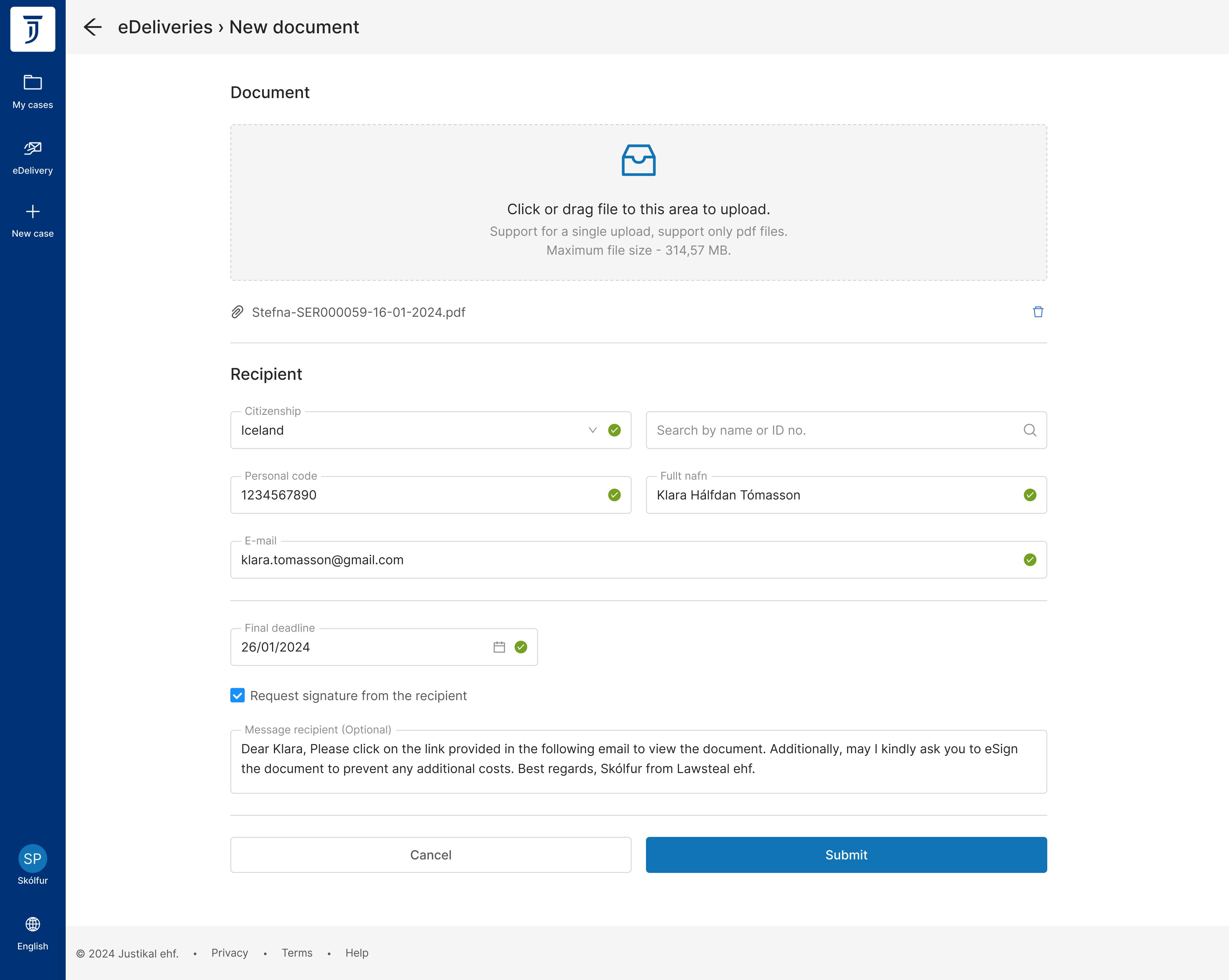 Introducing Registered eDelivery - Justikal