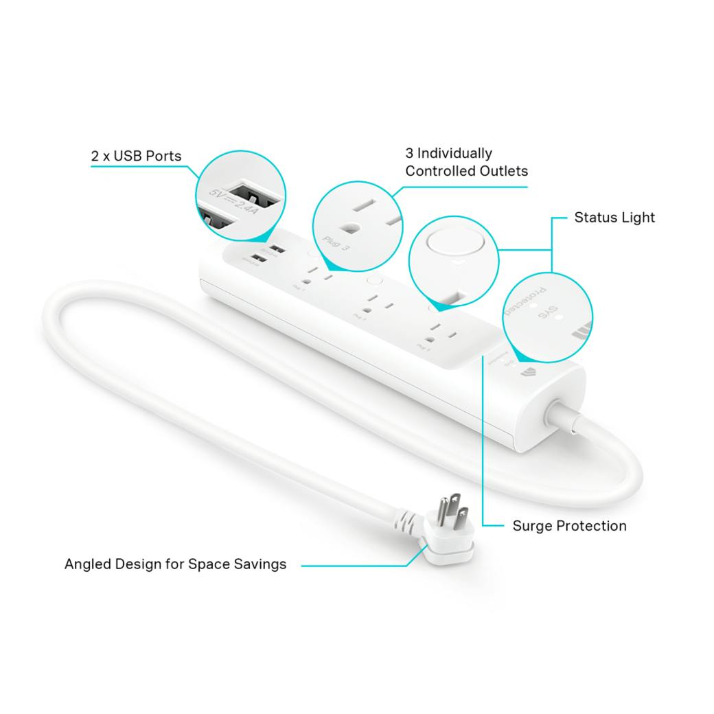 Kasa Smart Wi-Fi Power Strip, 3-Outlets | Kasa Smart Kasa Smart Wi-Fi Power Strip, 3-Outlets | Kasa Smart