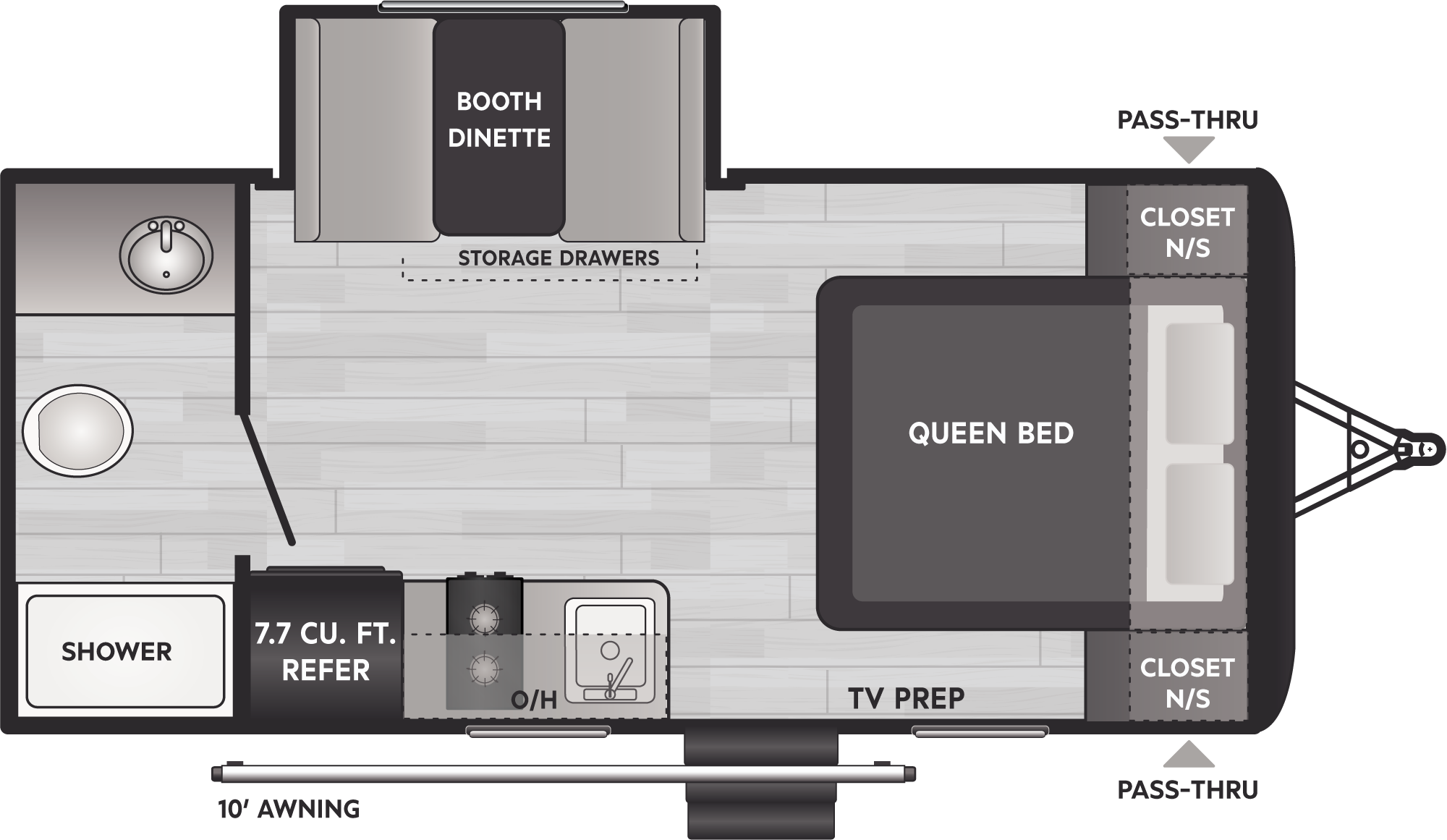 Hideout Sport Single Comfort Travel Trailers - Model 179RB Floorplan ...