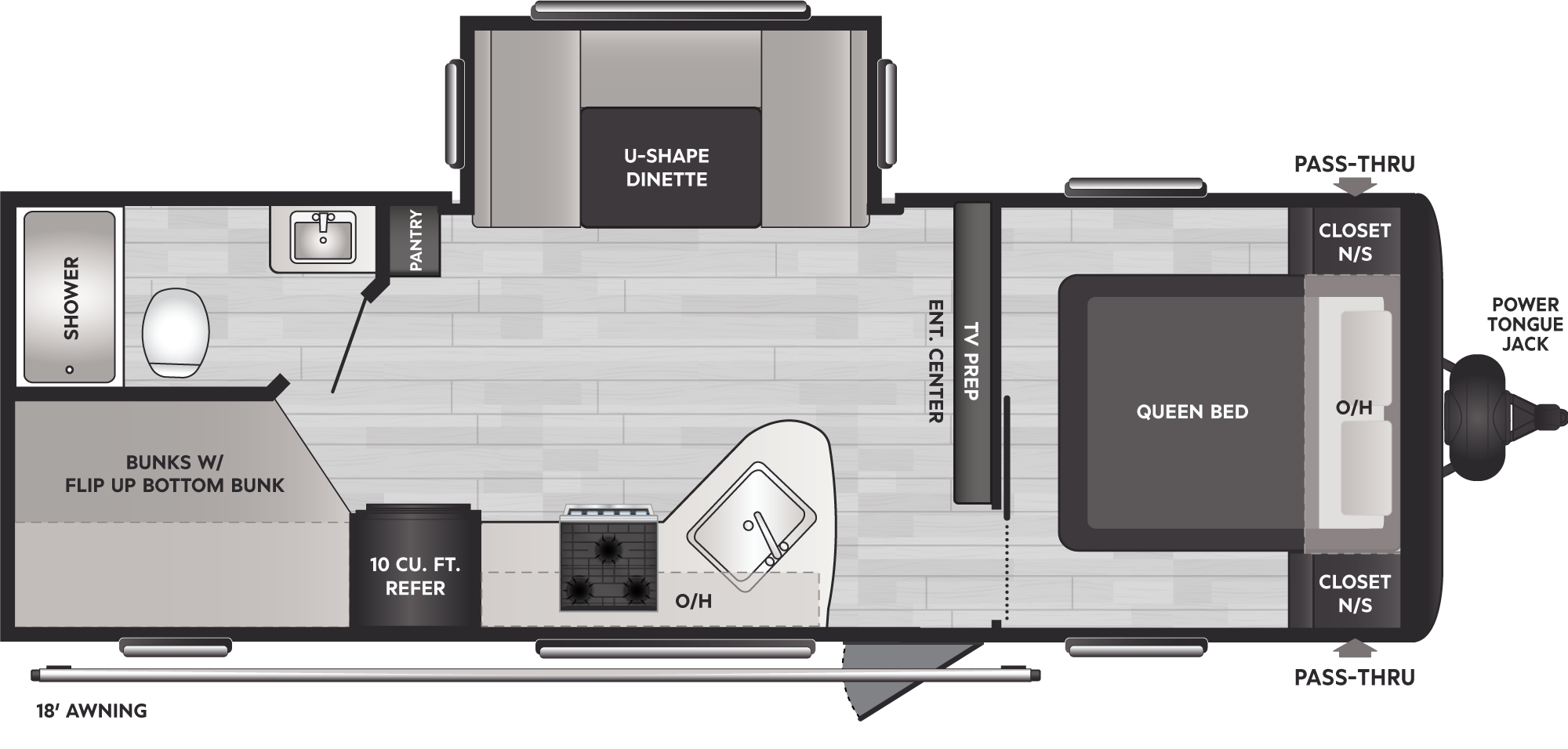 Hideout Sport Double Comfort Travel Trailers - Model 241DBWE Floorplan ...