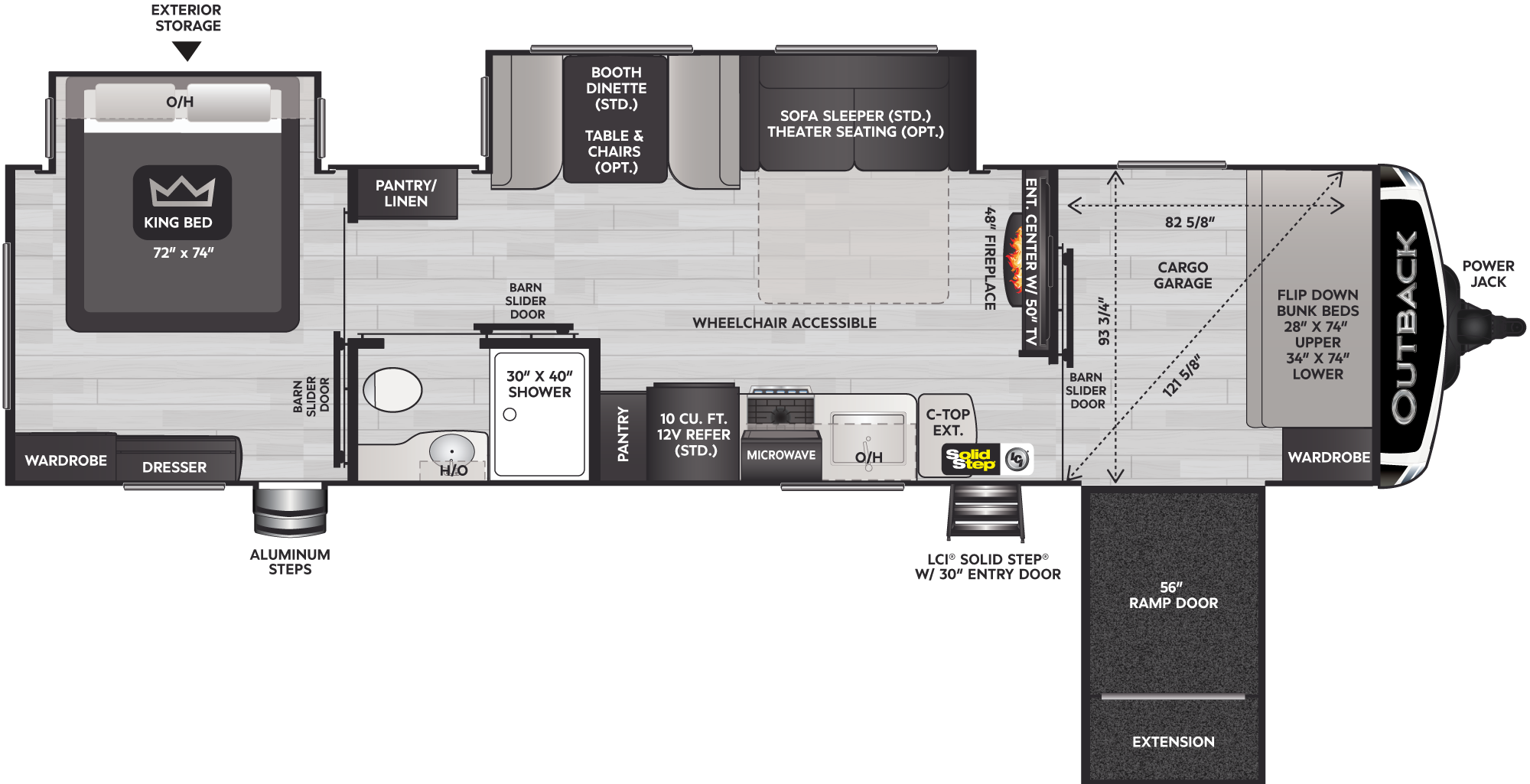 Outback Luxury Travel Trailers - Model 342CG Floorplan - Keystone RV