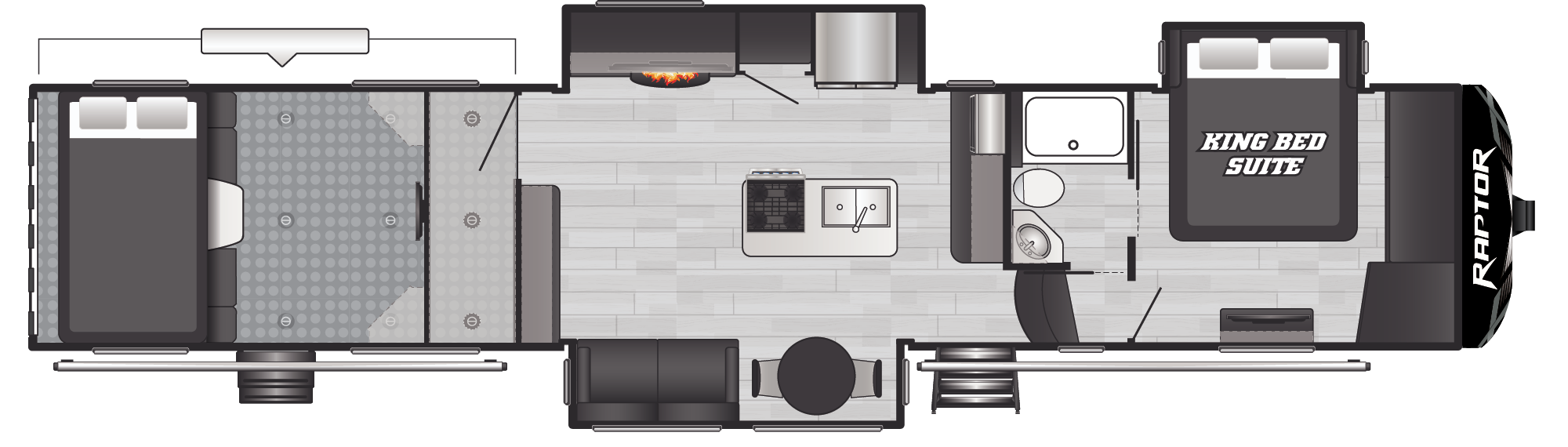 Raptor Toy Hauler Fifth Wheels - Model 428 Floorplan - Keystone RV