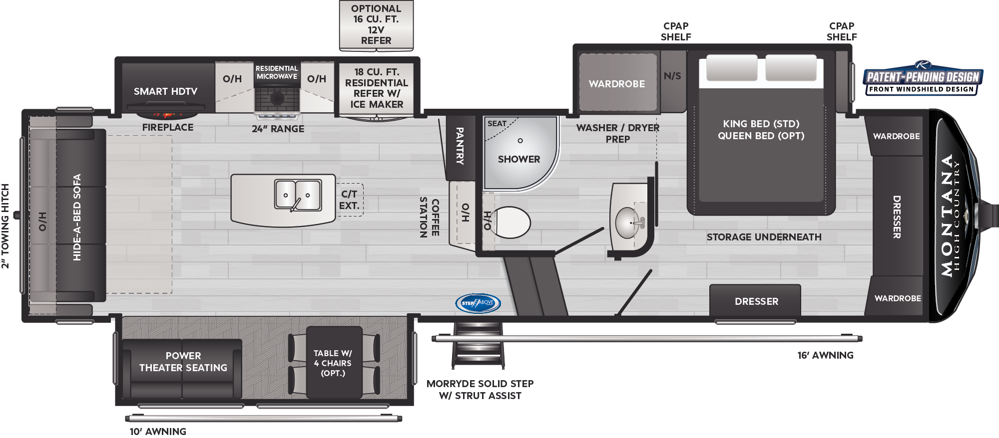 Montana High Country Luxury Fifth Wheels - Model 295RL Floorplan ...