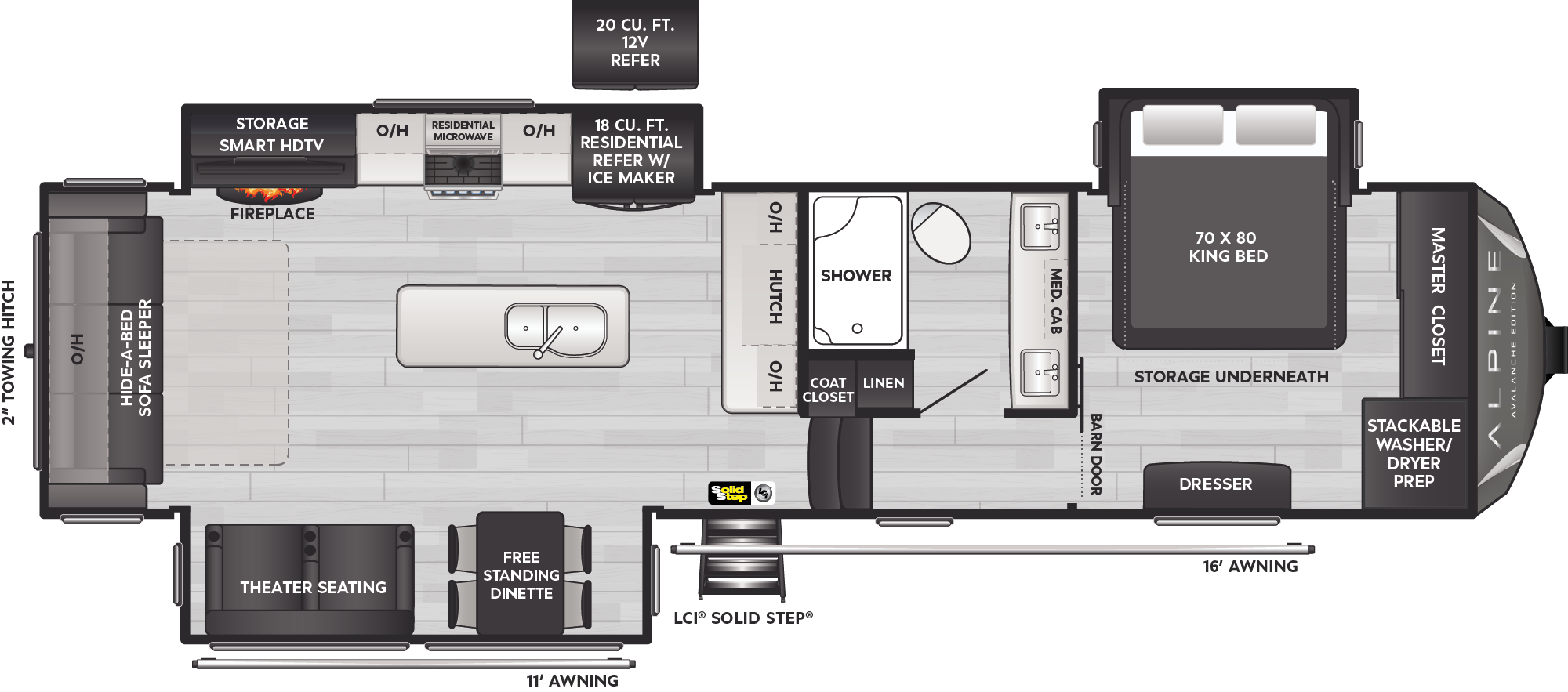 Alpine Avalanche Edition Luxury Fifth Wheels - Model 321RL Floorplan ...