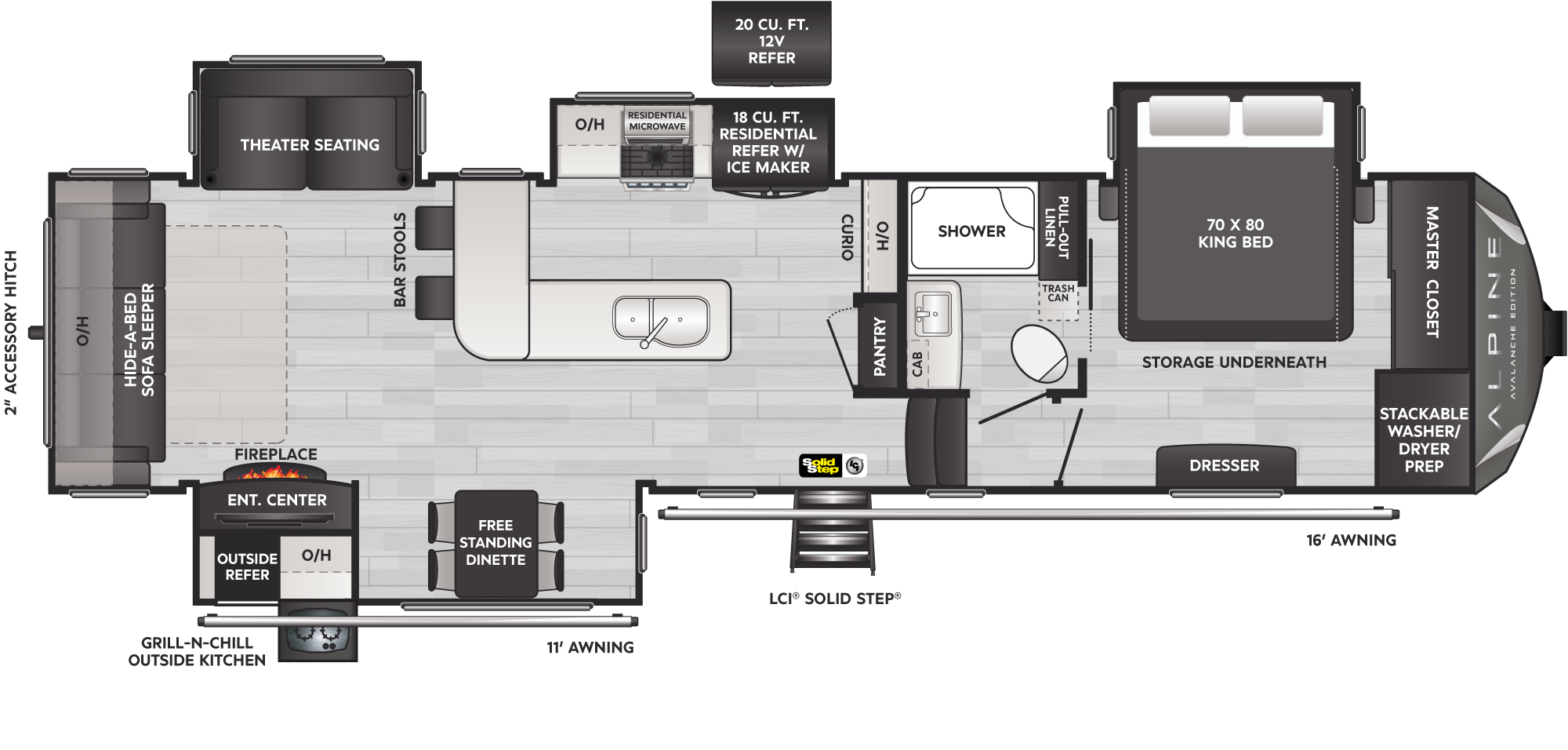 Alpine Avalanche Edition Luxury Fifth Wheels - Model 338GK Floorplan ...