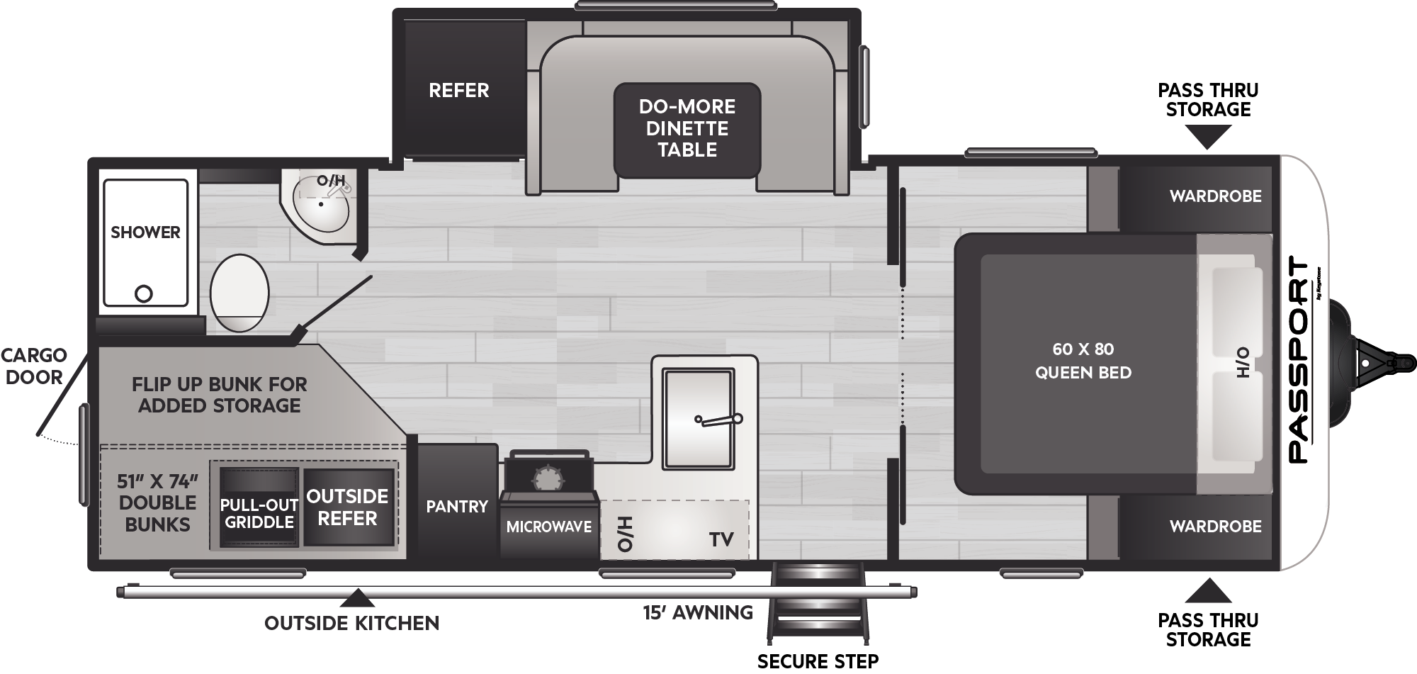 Passport SL Comfort Travel Trailers - Model 229BH Floorplan - Keystone RV