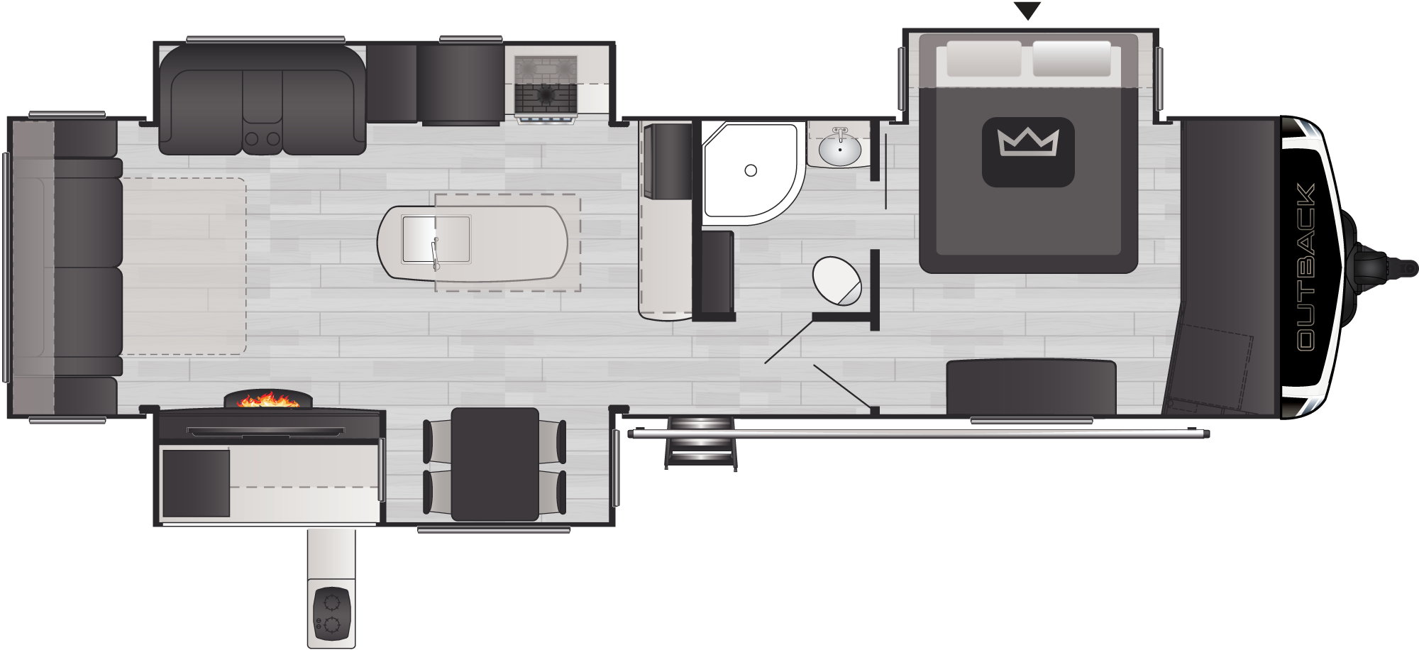 Outback Luxury Travel Trailers - Model 330RL Floorplan - Keystone RV