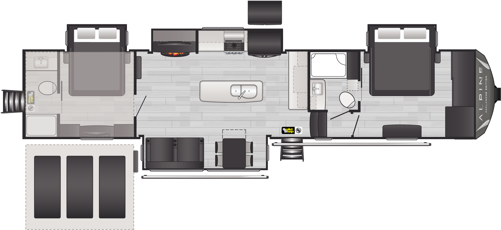 Alpine Avalanche Edition Luxury Fifth Wheels - Model 390DS Floorplan ...