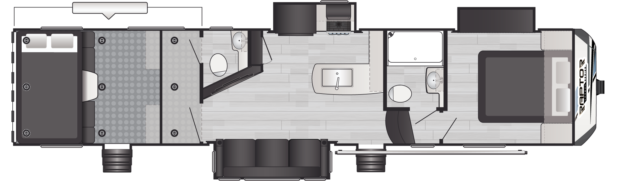 Carbon Toy Hauler Fifth Wheels - Model 358 Floorplan - Keystone RV