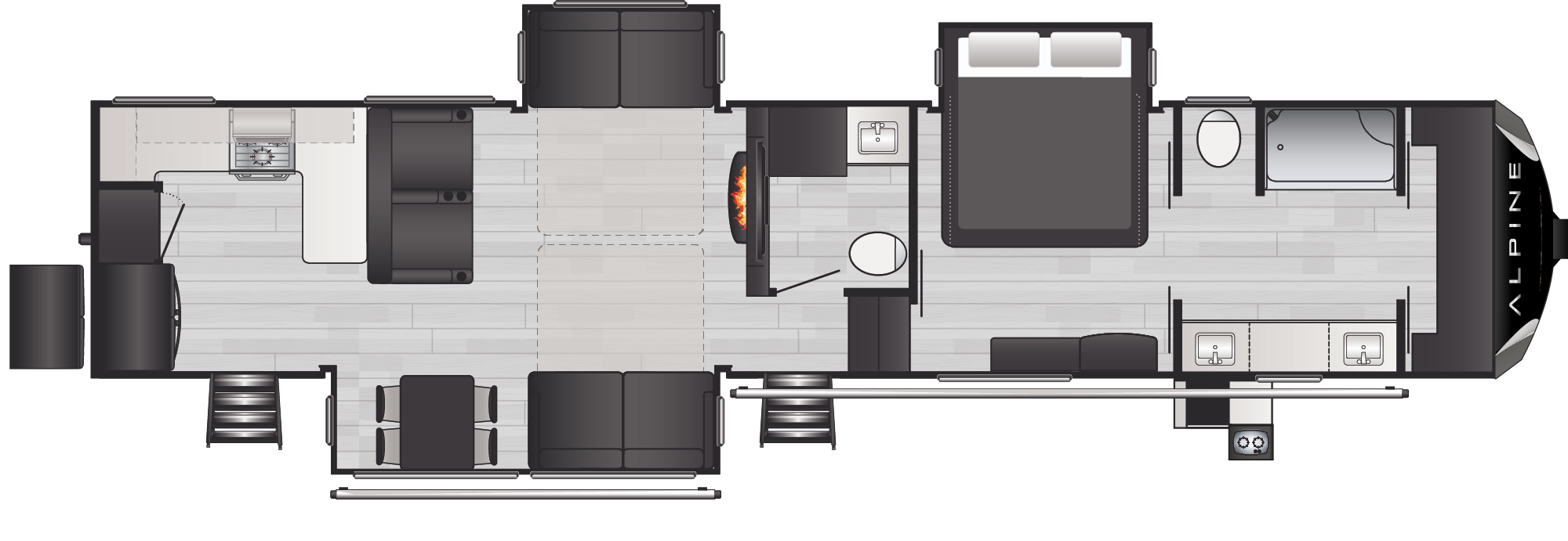 Alpine Luxury Fifth Wheels - Model 3910RK Floorplan - Keystone RV