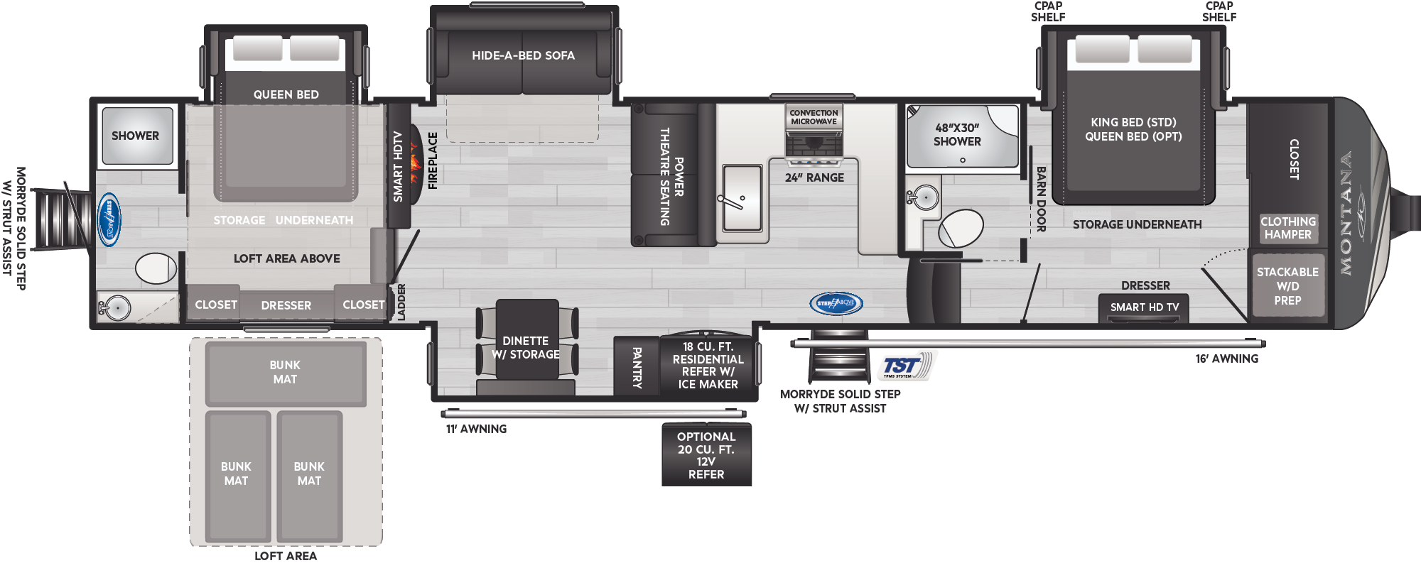 Montana Luxury Fifth Wheels - Model 3915TB Floorplan - Keystone RV