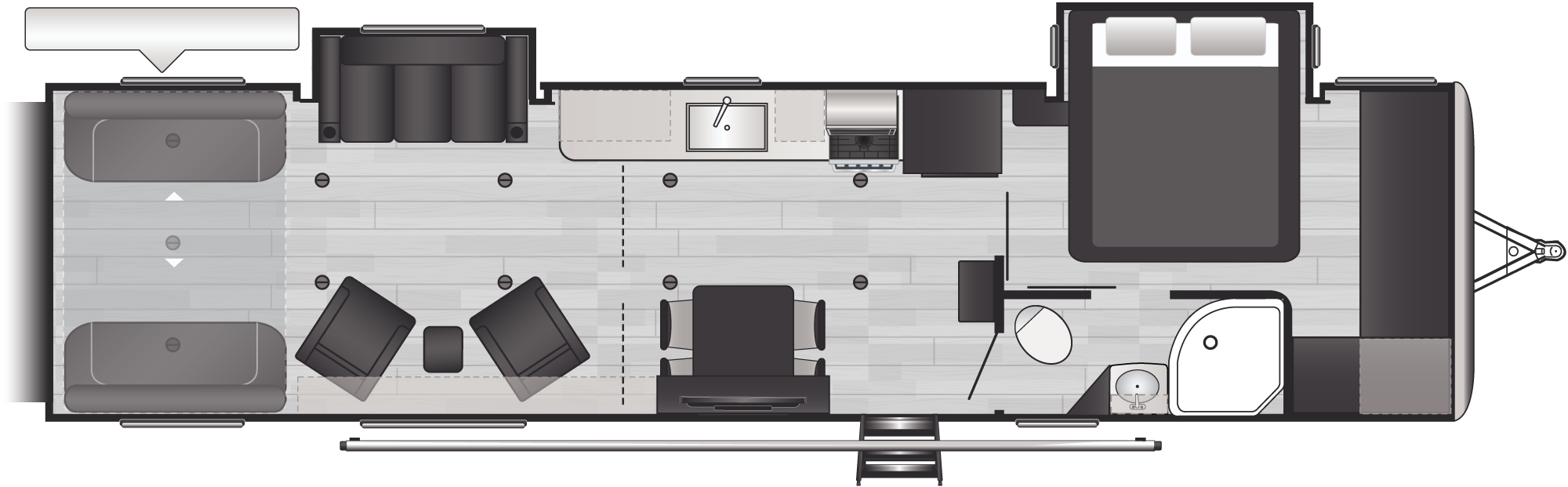 Fuzion Impact Edition Toy Hauler Travel Trailers - Model 33V Floorplan ...