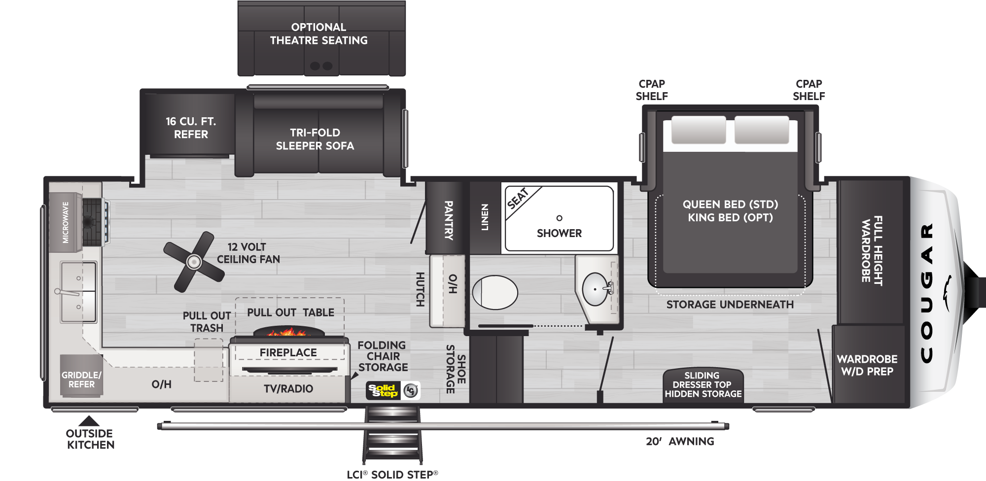 Cougar Premium Fifth Wheels - Model 260MLE Floorplan - Keystone RV