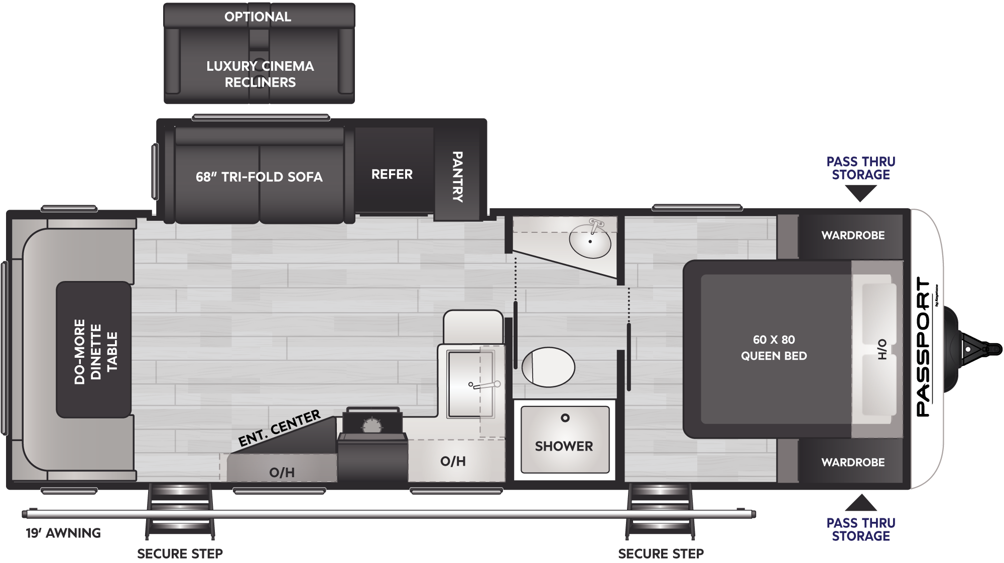 Passport Super Lite Comfort Travel Trailers - Model 253RDWE Floorplan ...