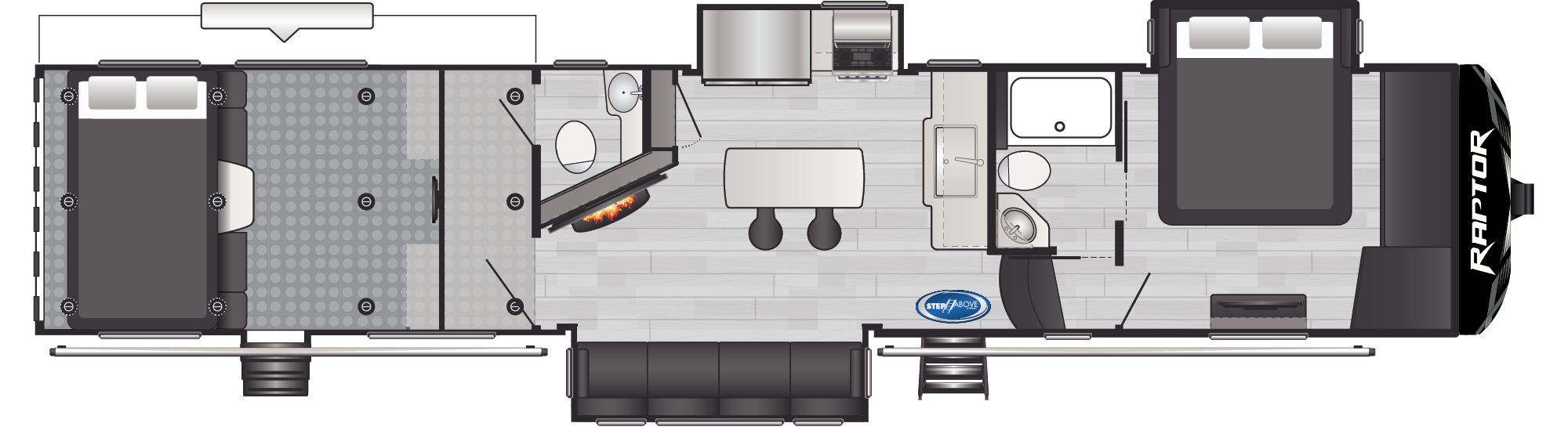 Raptor Toy Hauler Fifth Wheels - Model 415 Floorplan - Keystone RV