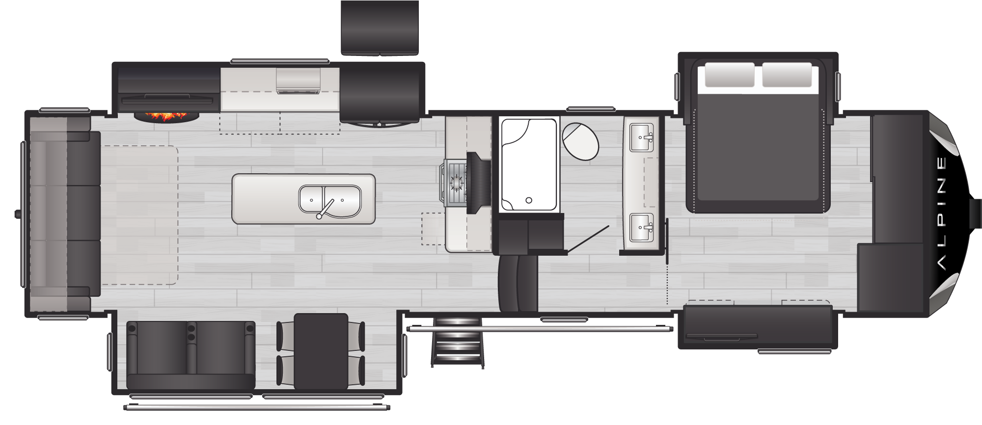 Alpine Luxury Fifth Wheels - Model 3303CK Floorplan - Keystone RV