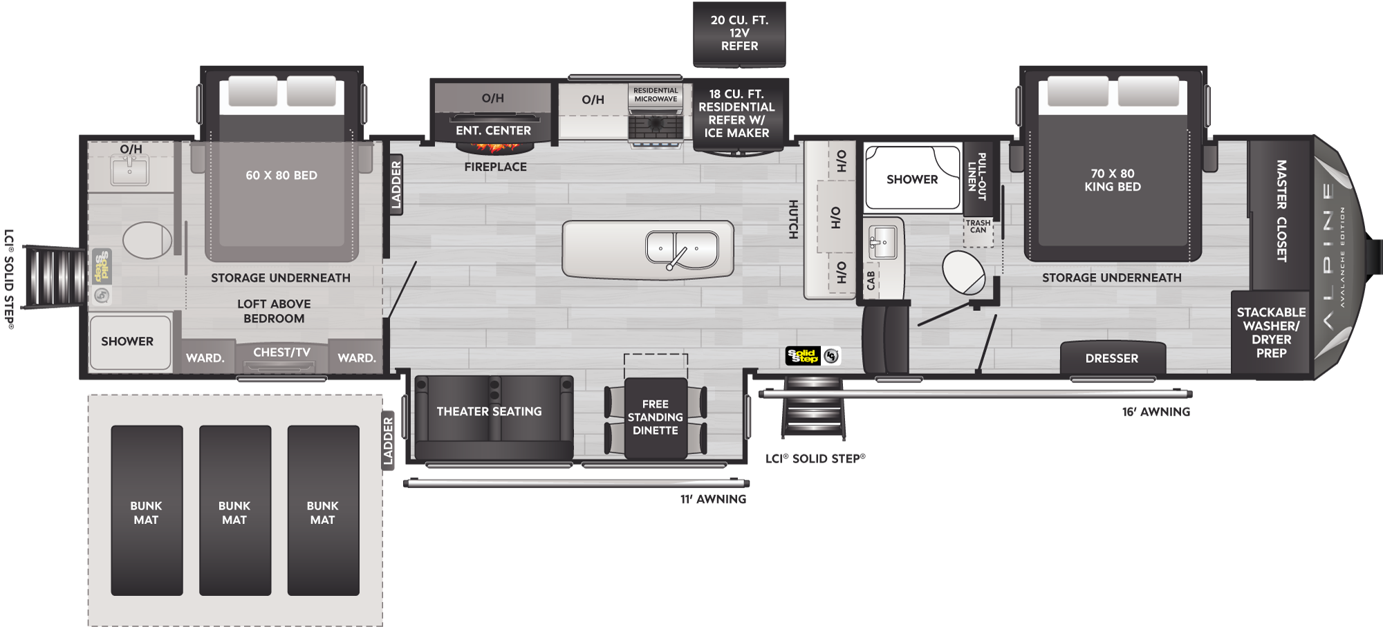Alpine Avalanche Edition Luxury Fifth Wheels - Model 390DS Floorplan ...