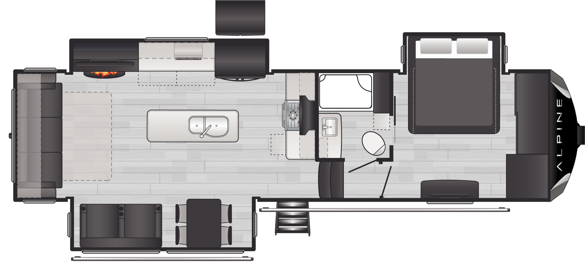 Alpine Luxury Fifth Wheels - Model 3011CK Floorplan - Keystone RV
