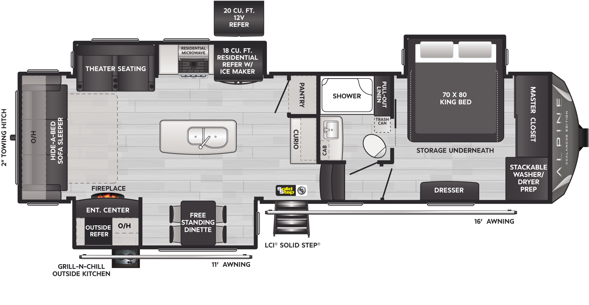 Alpine Avalanche Edition Luxury Fifth Wheels - Model 302RS Floorplan ...