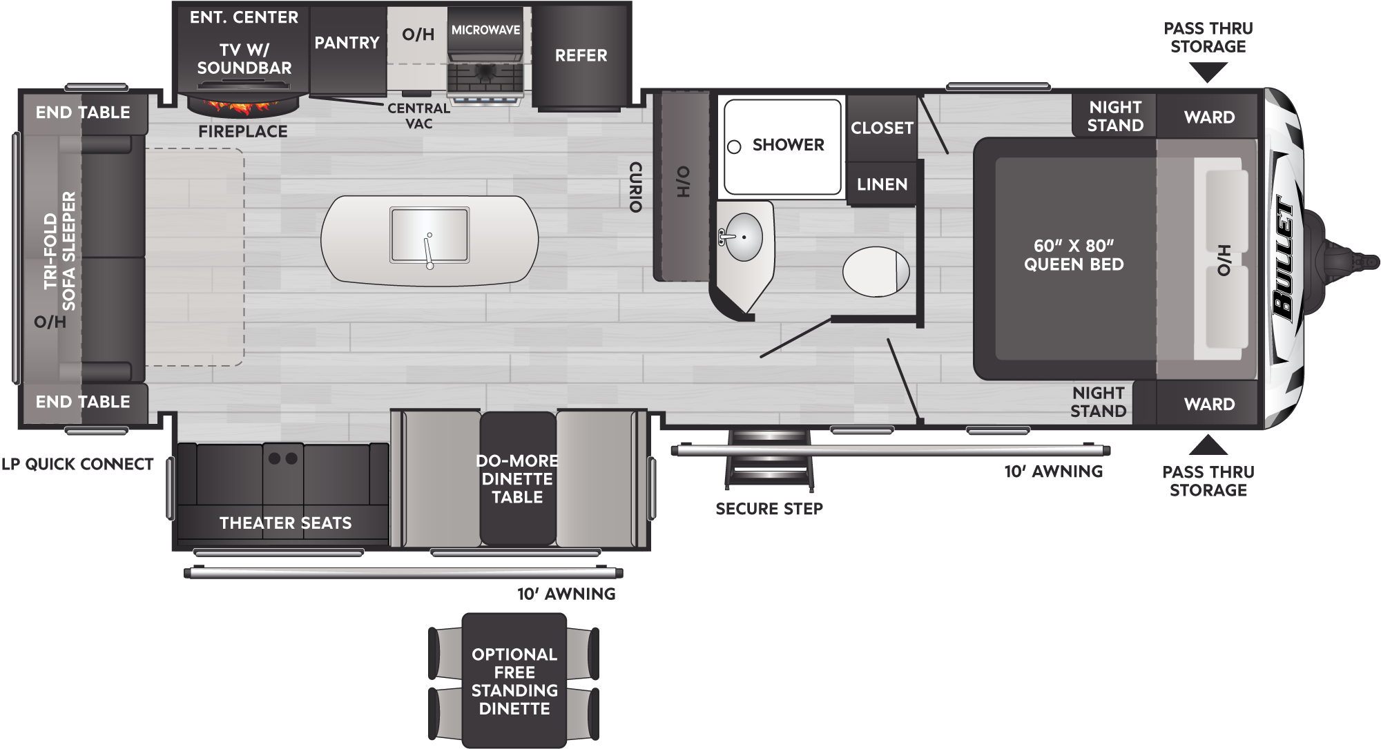 Bullet Crossfire Comfort Travel Trailers - Model 287RLS Floorplan ...