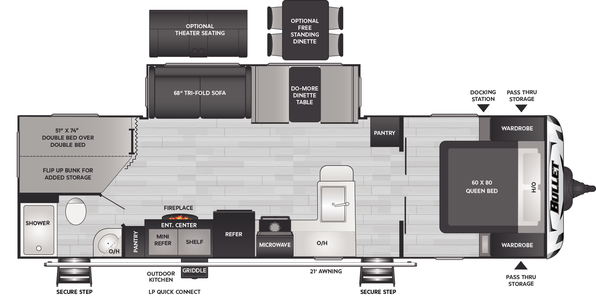 Bullet Crossfire Comfort Travel Trailers - Model 290BHS Floorplan ...