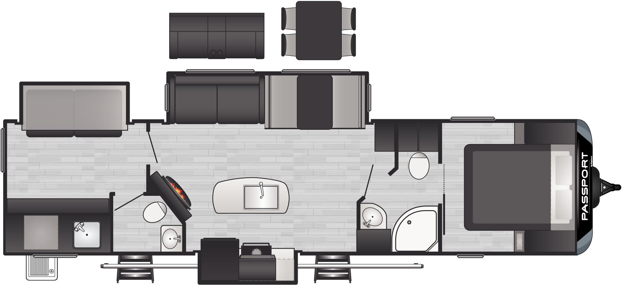 Passport Comfort Travel Trailers - Model 3300BK Floorplan - Keystone RV