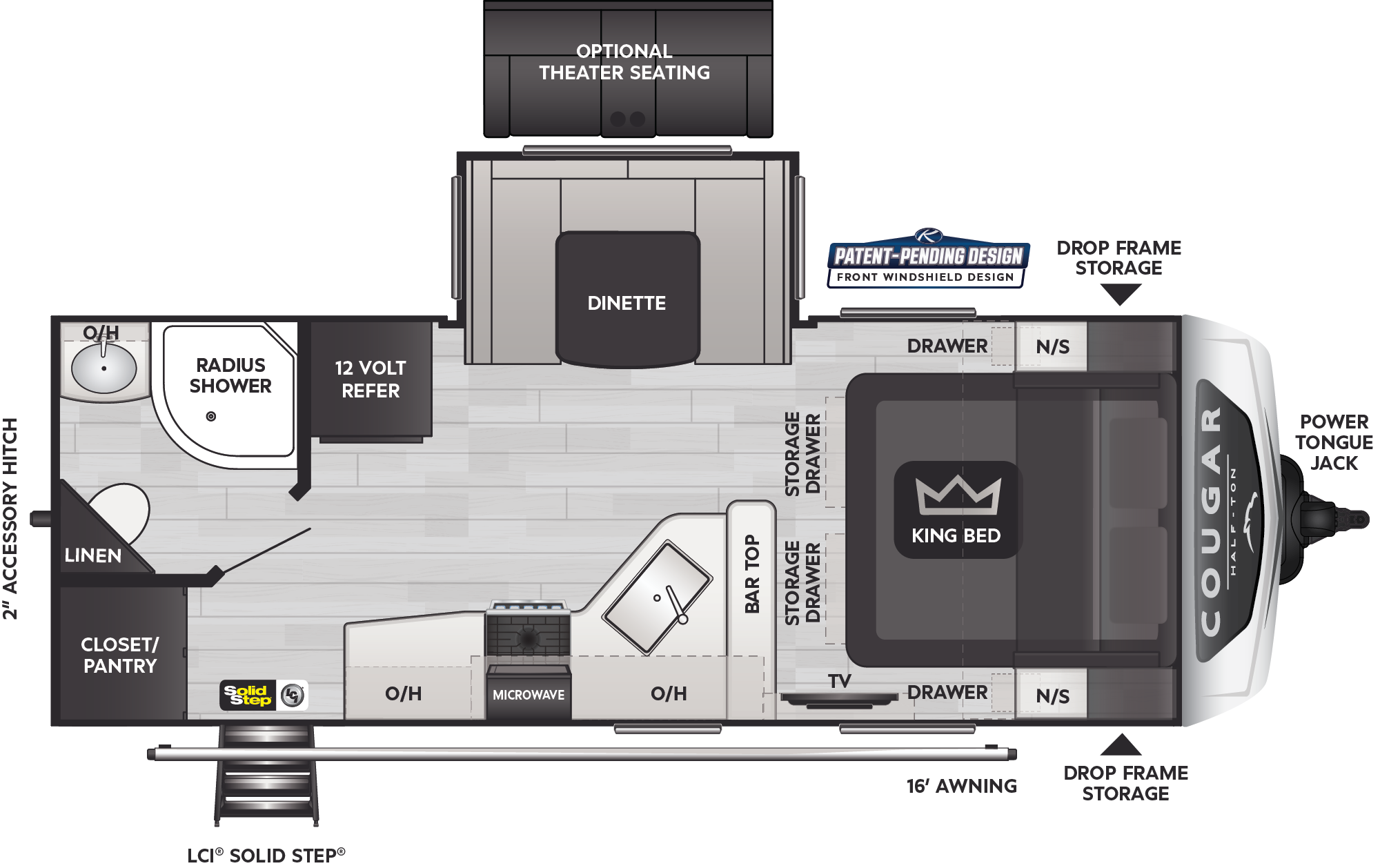 Cougar Half-Ton Luxury Travel Trailers - Model 22RBS Floorplan ...