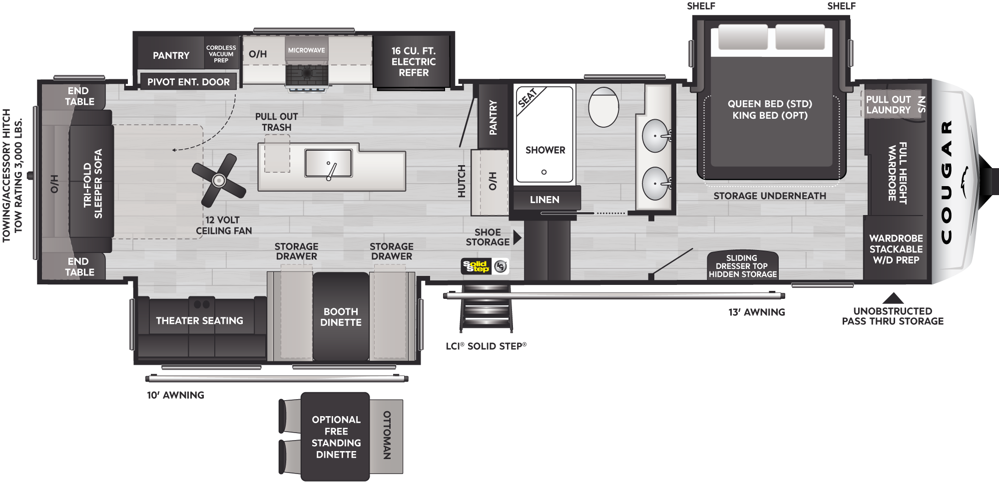 Cougar Premium Fifth Wheels - Model 316RLS Floorplan - Keystone RV