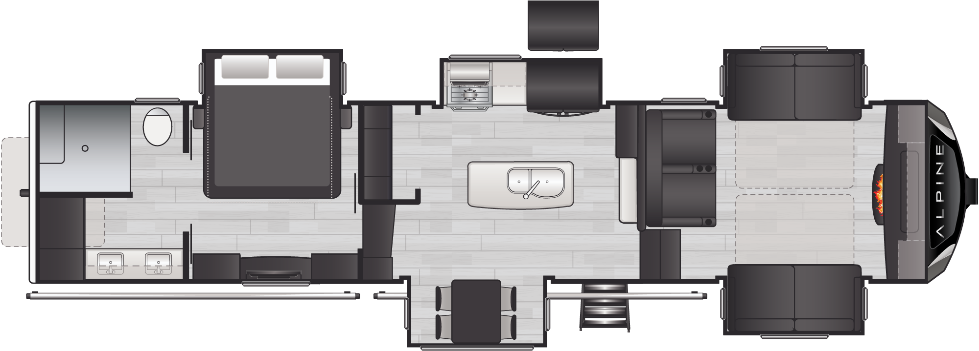 Alpine Luxury Fifth Wheels - Model 3712KB Floorplan - Keystone RV