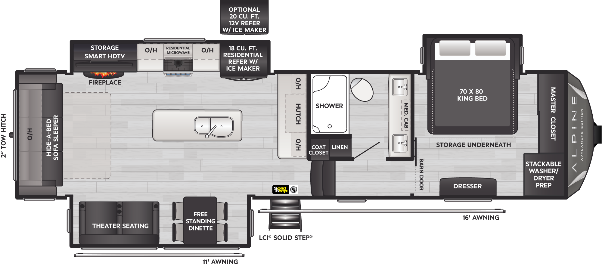 Alpine Avalanche Edition Luxury Fifth Wheels - Model 321RL Floorplan ...