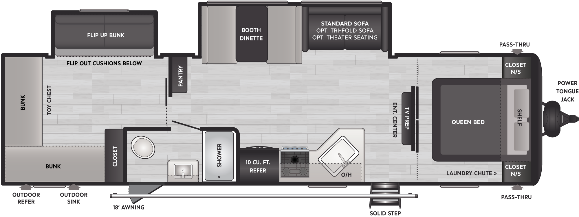 Hideout Comfort Travel Trailers - Model 31BRD Floorplan - Keystone RV