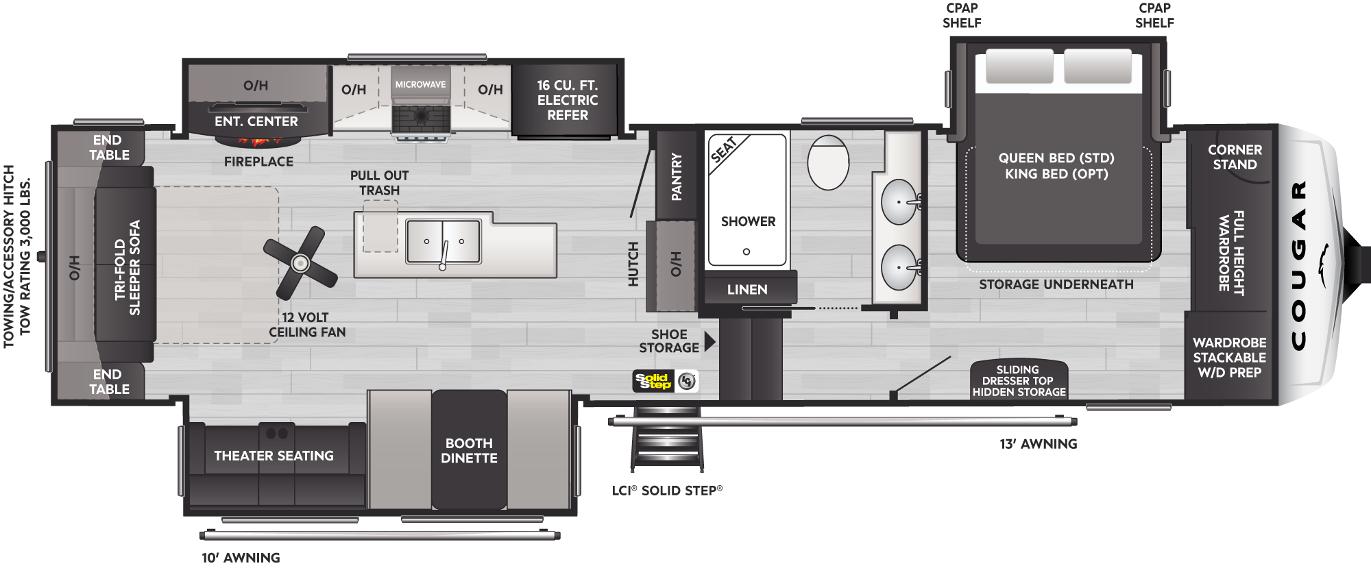 Cougar Premium Fifth Wheels - Model 316RLS Floorplan - Keystone RV