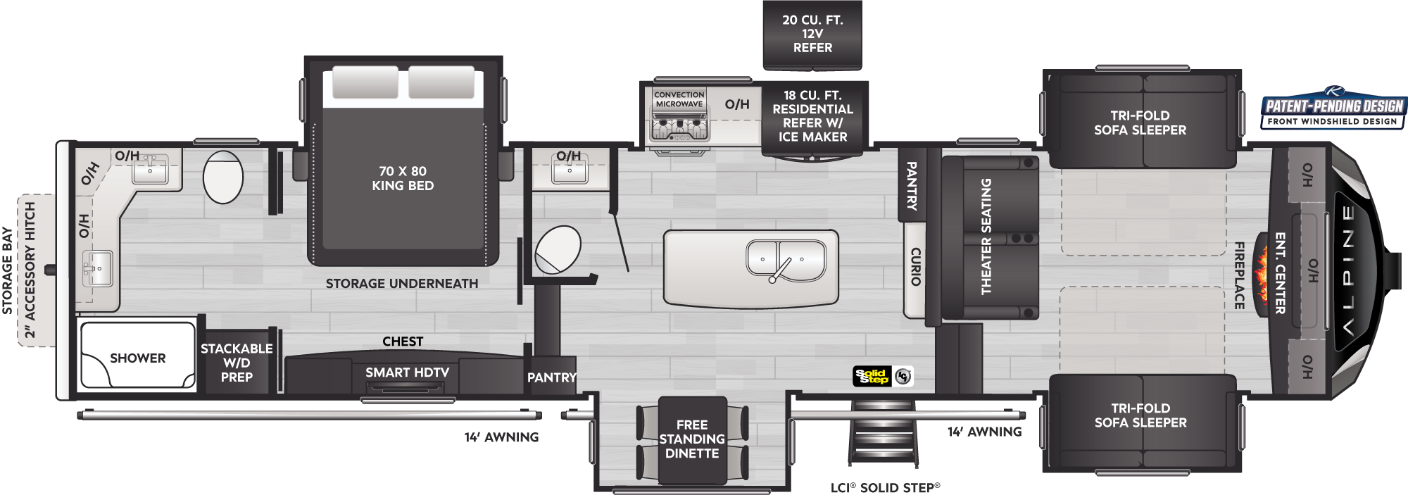 Alpine Luxury Fifth Wheels - Model 3700FL Floorplan - Keystone RV