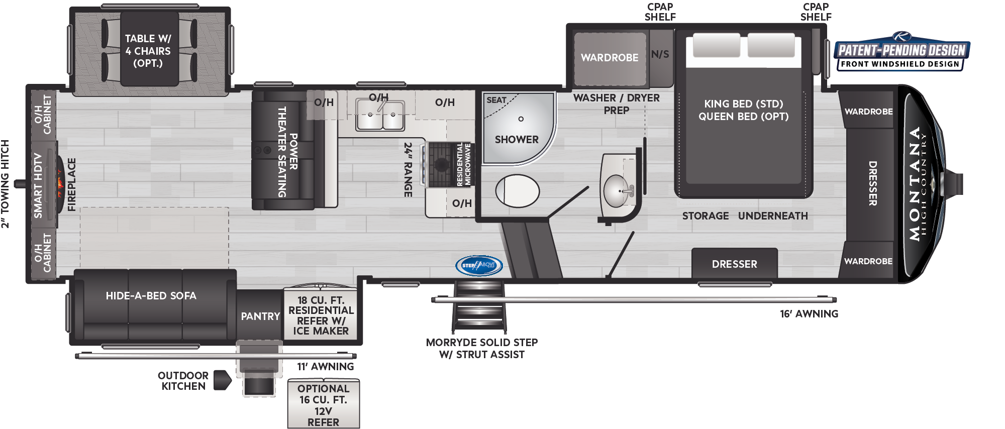 Montana High Country Luxury Fifth Wheels - Model 311RD Floorplan ...