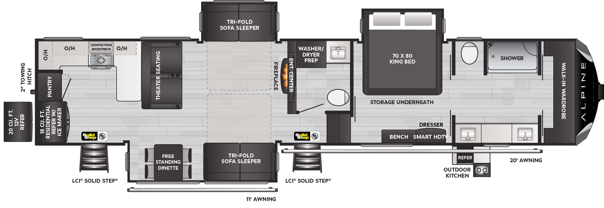 Alpine Luxury Fifth Wheels - Model 3910RK Floorplan - Keystone RV