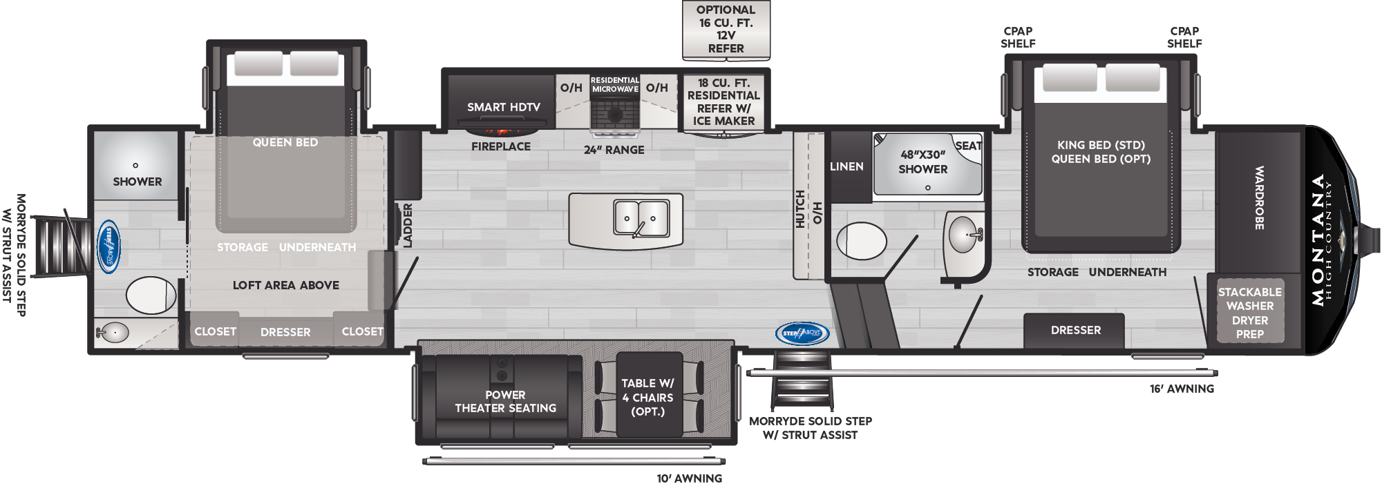Montana High Country Luxury Fifth Wheels - Model 381TB Floorplan ...