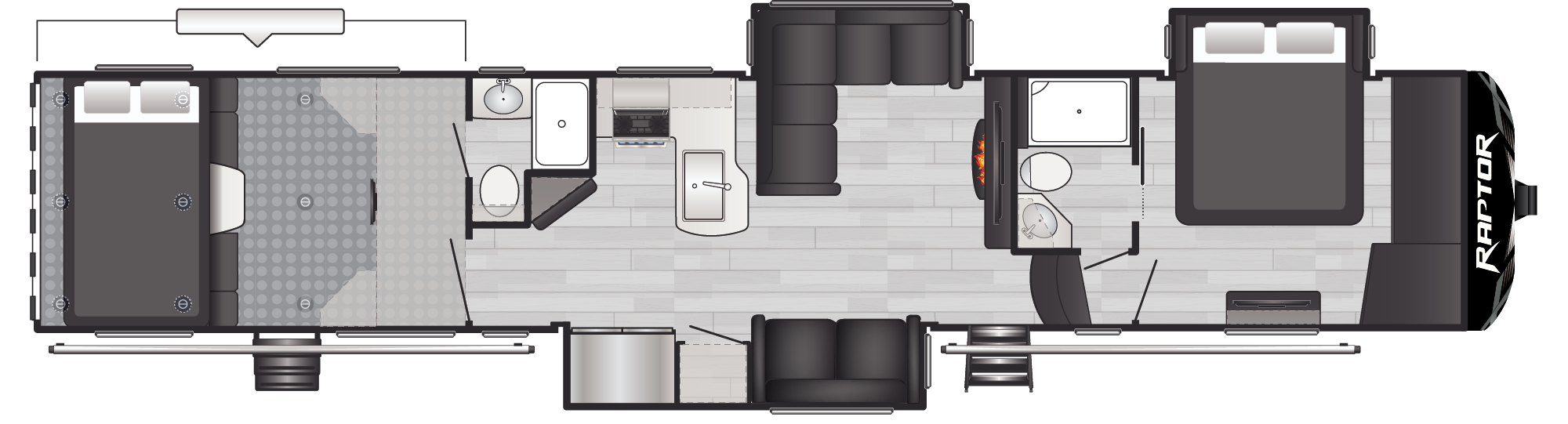 Raptor Toy Hauler Fifth Wheels - Model 431 Floorplan - Keystone RV